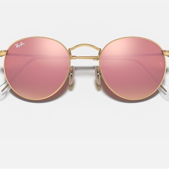 Ray-Ban | Accessories | Round Rayban Gold Frame With Pink Mirrored ...
